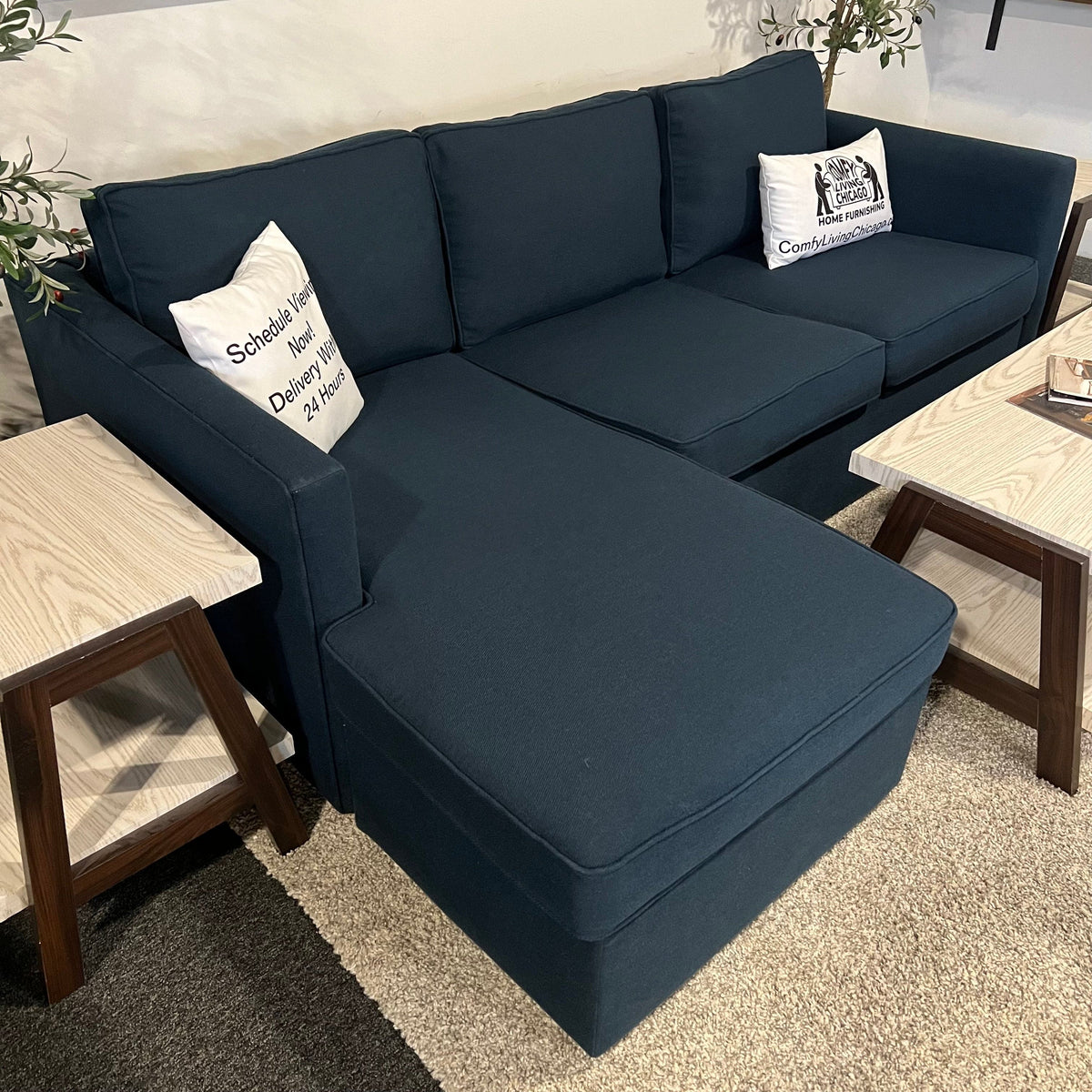 West Elm Sectional Couch with Reversible Chaise in Blue — Comfy Living ...