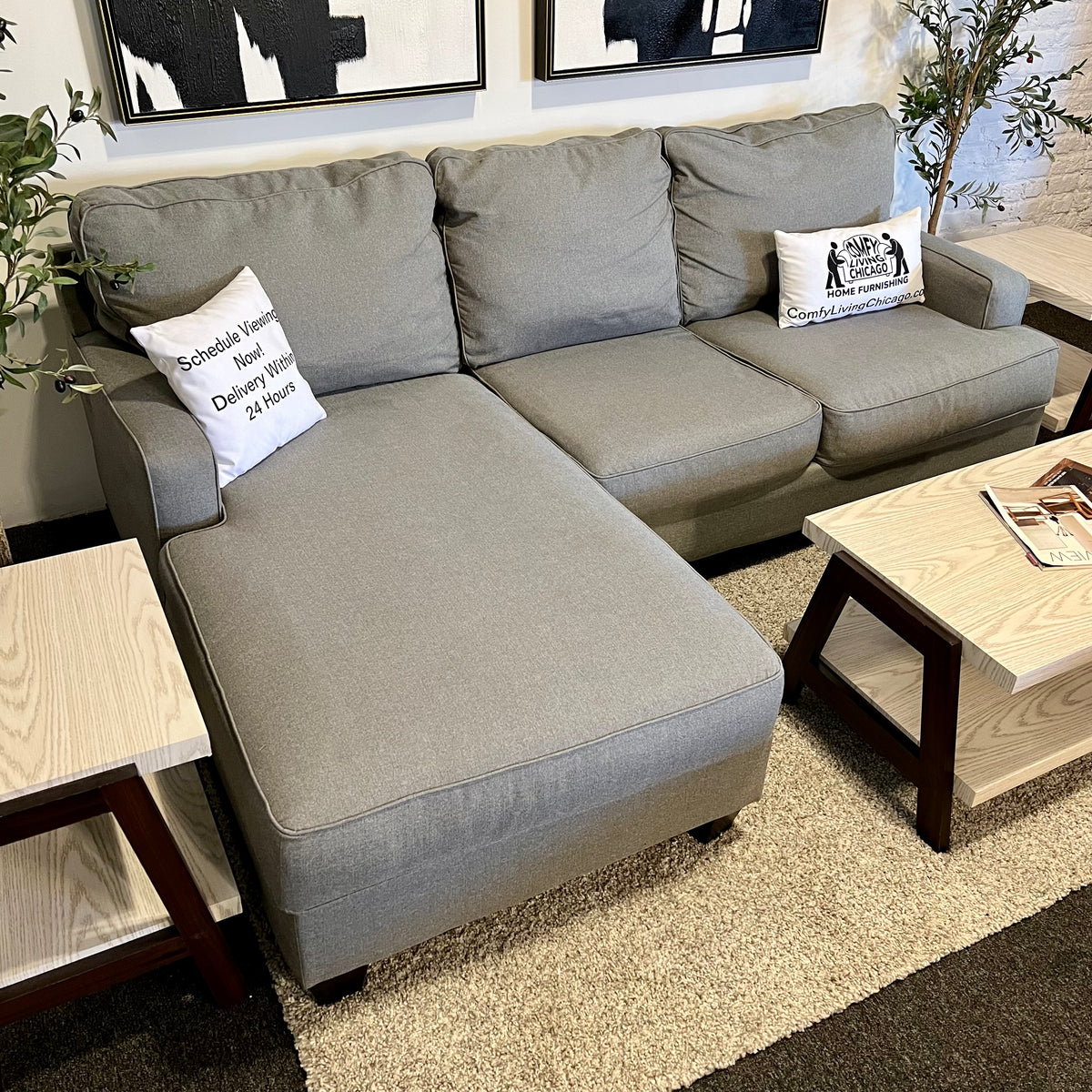 Gray Ashley Home-stores Chamberly 2 Piece Sectional — Comfy Living Chicago