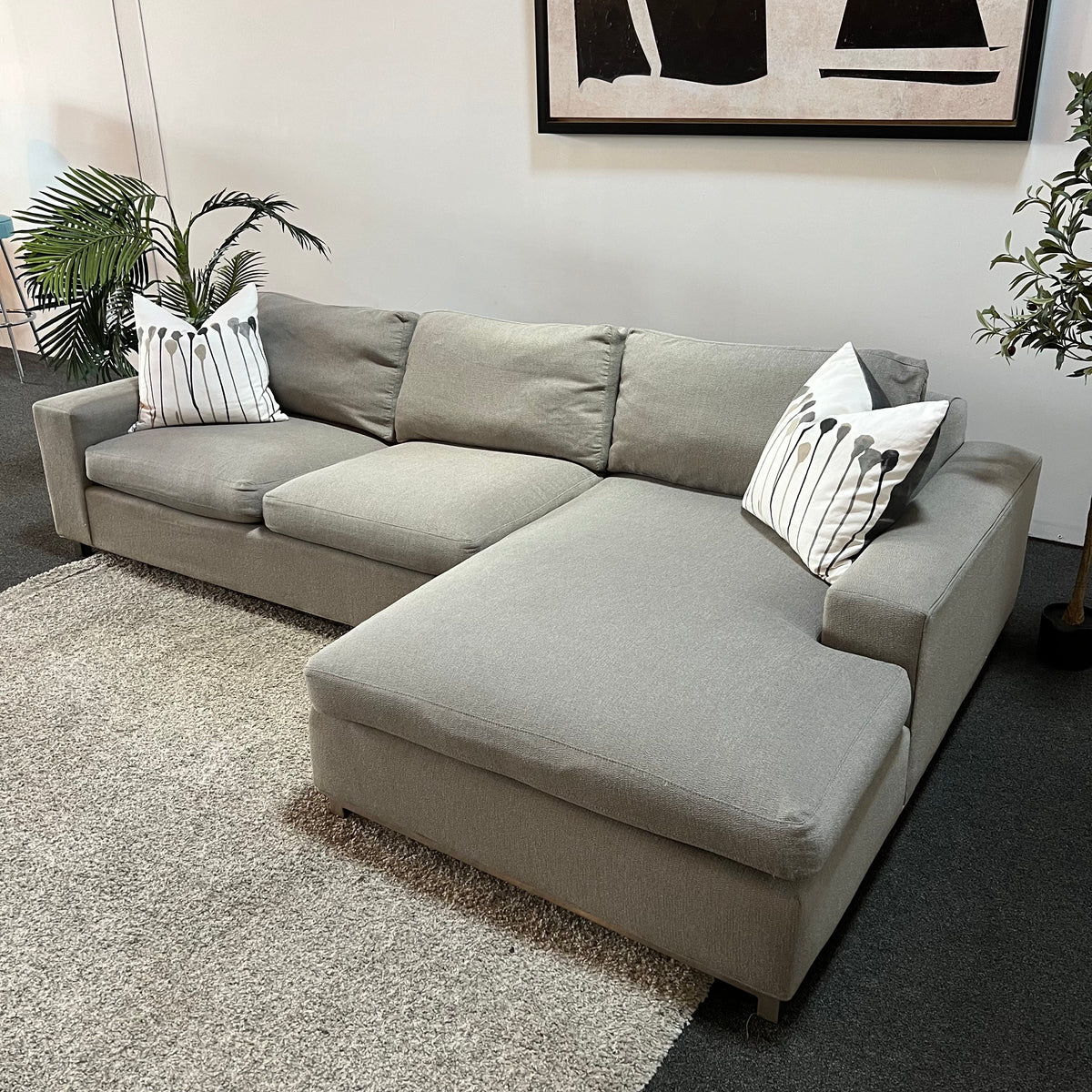 Room and Board Sectional Sofa in Light Gray — Comfy Living Chicago